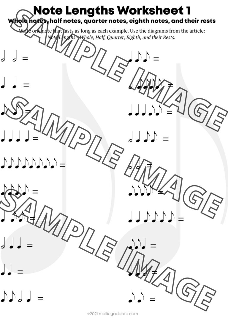 Note Lengths Worksheet - Mollie Goddard